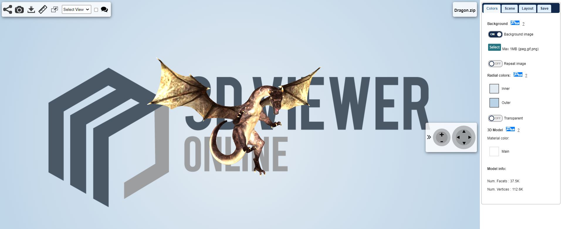 Change background image and colors 3d viewer - 3DVieweronline