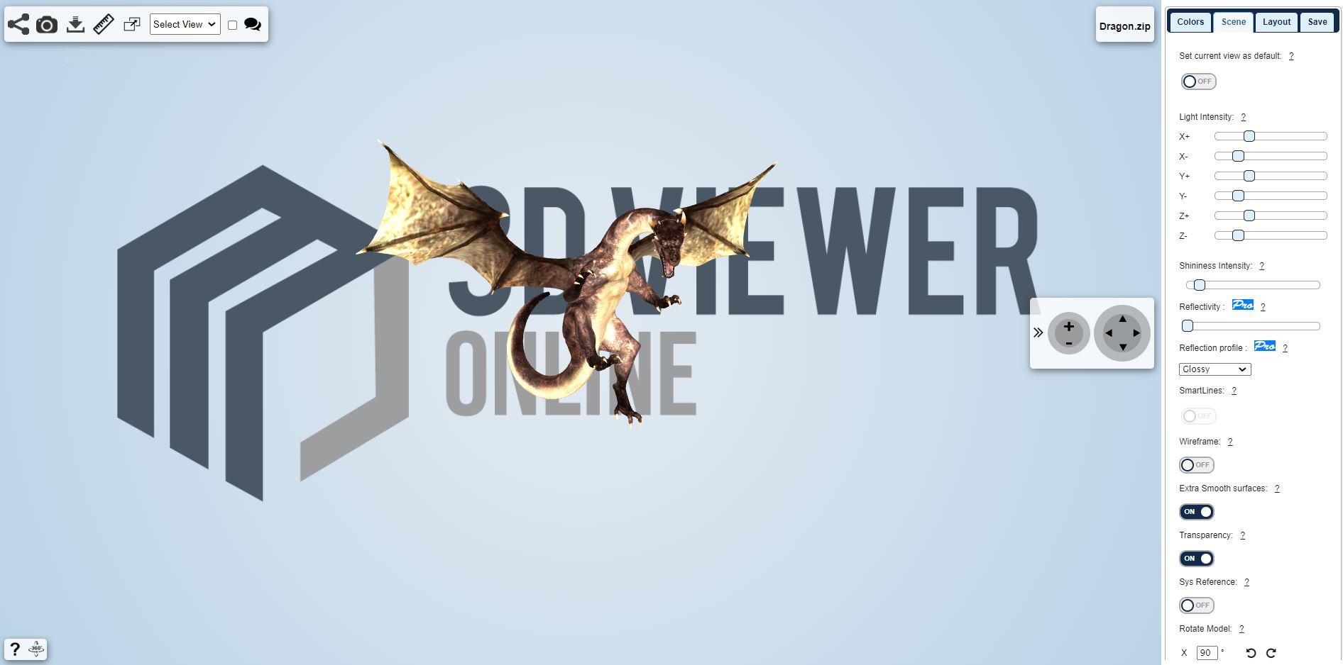 Change the scene settings - 3DVieweronline